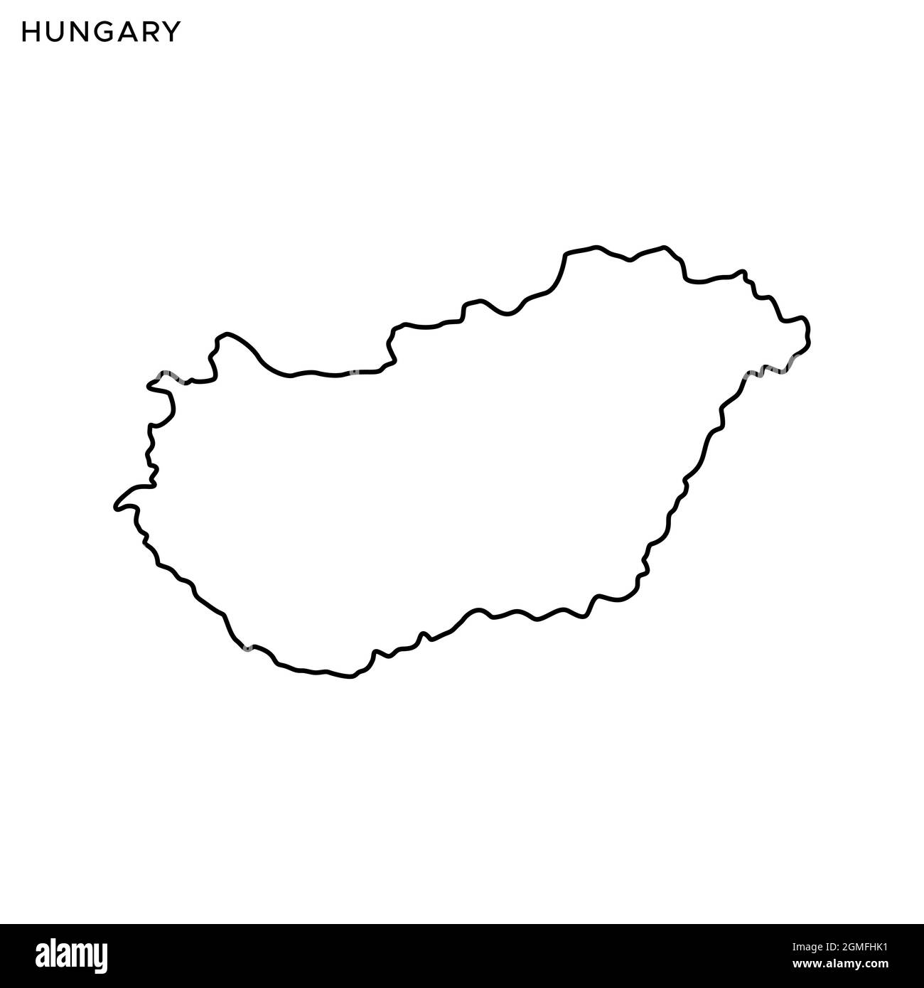 Line map of Hungary vector stock illustration design template. Editable ...