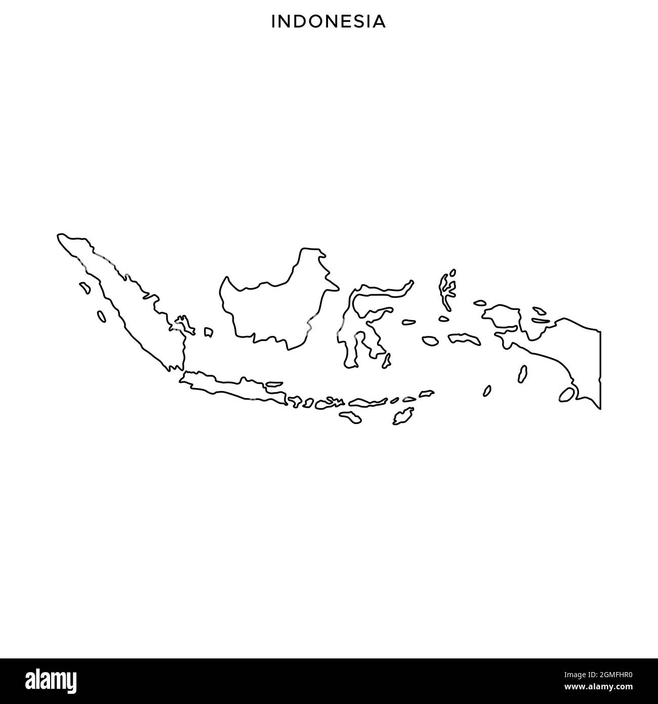 Line map of Indonesia vector stock illustration design template ...