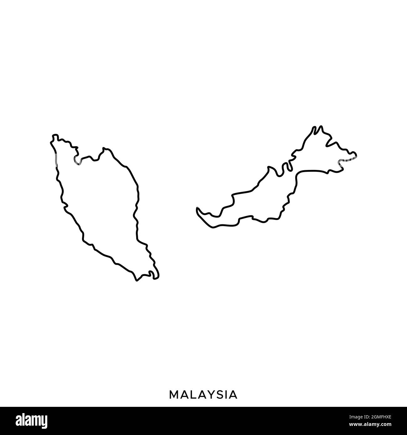 Malaysia country map Black and White Stock Photos & Images - Alamy