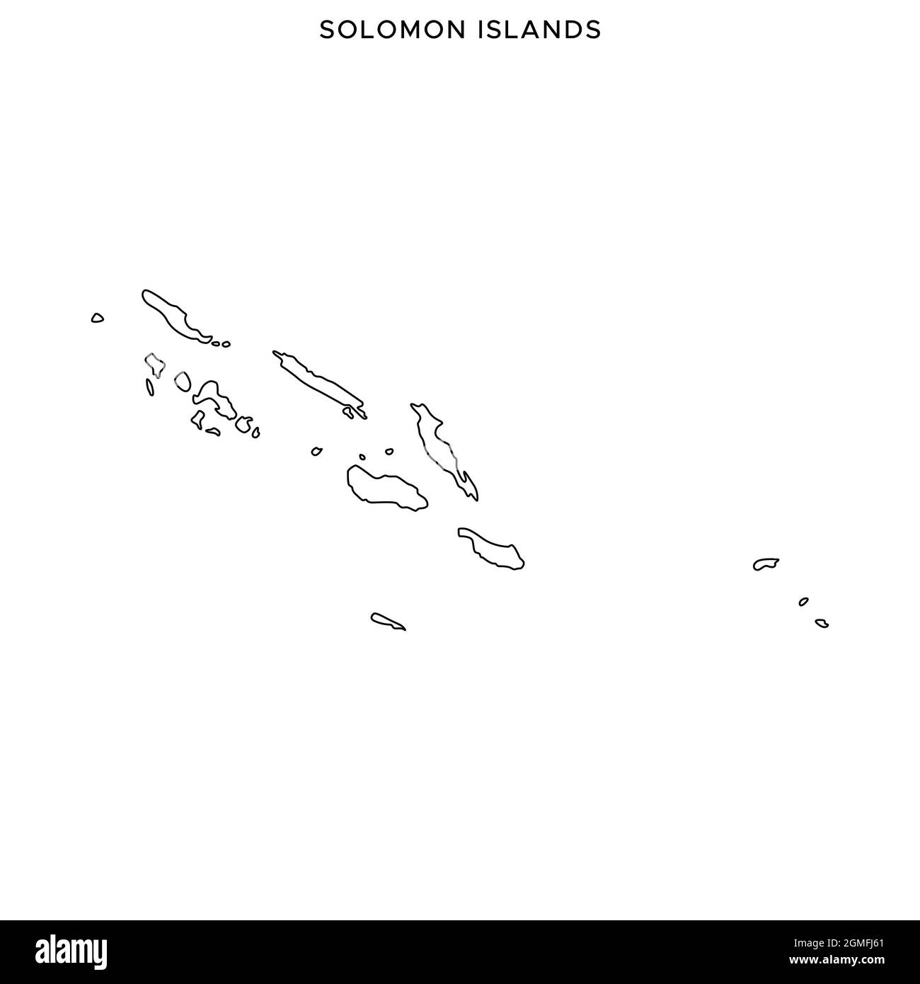 Line map of Solomon Islands vector stock illustration design template. Editable stroke. Vector ...