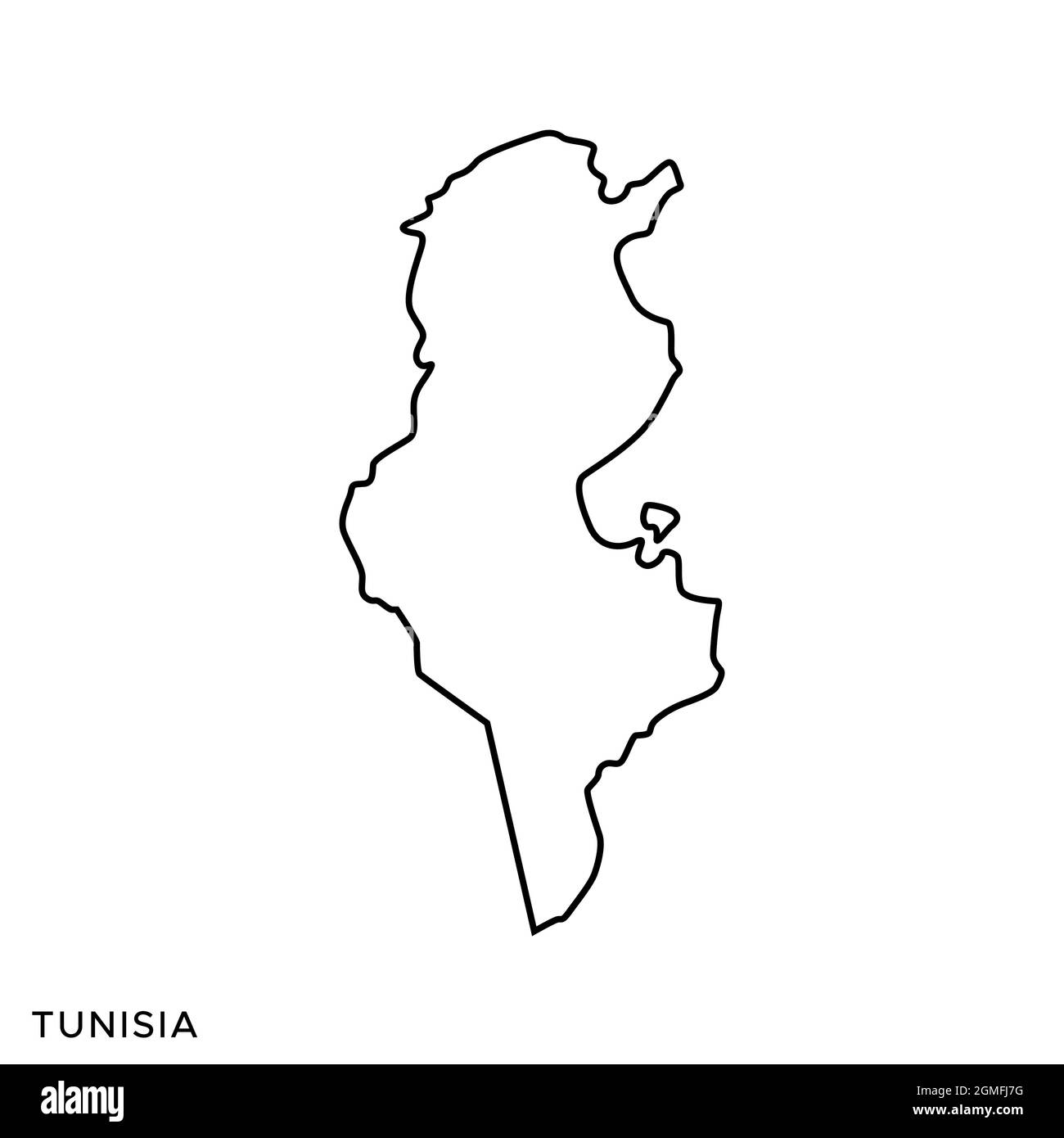 Line Map Of Tunisia Vector Stock Illustration Design Template Editable