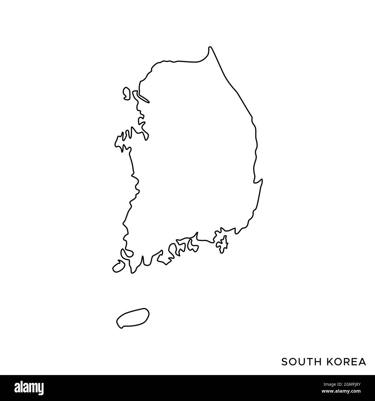Line map of South Korea vector stock illustration design template ...