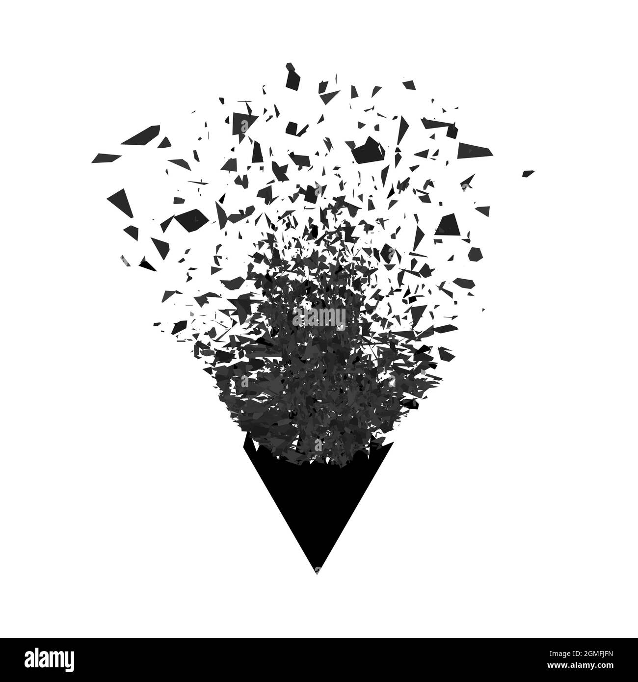 Explosion Cloud of Black Pieces. Sharp Particles Randomly Fly in the ...