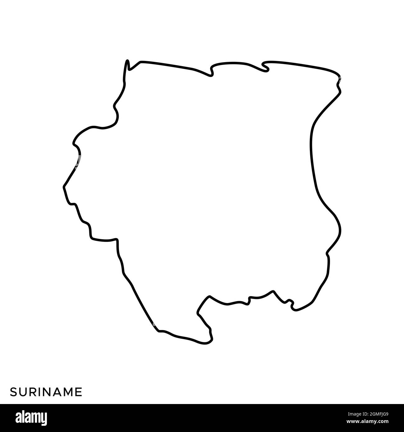 Line map of Suriname vector stock illustration design template ...