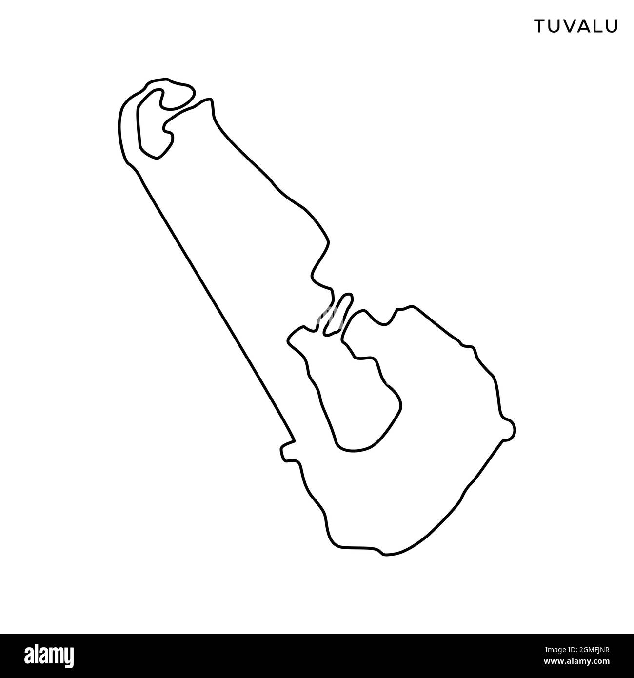 Line map of Tuvalu vector stock illustration design template. Editable ...