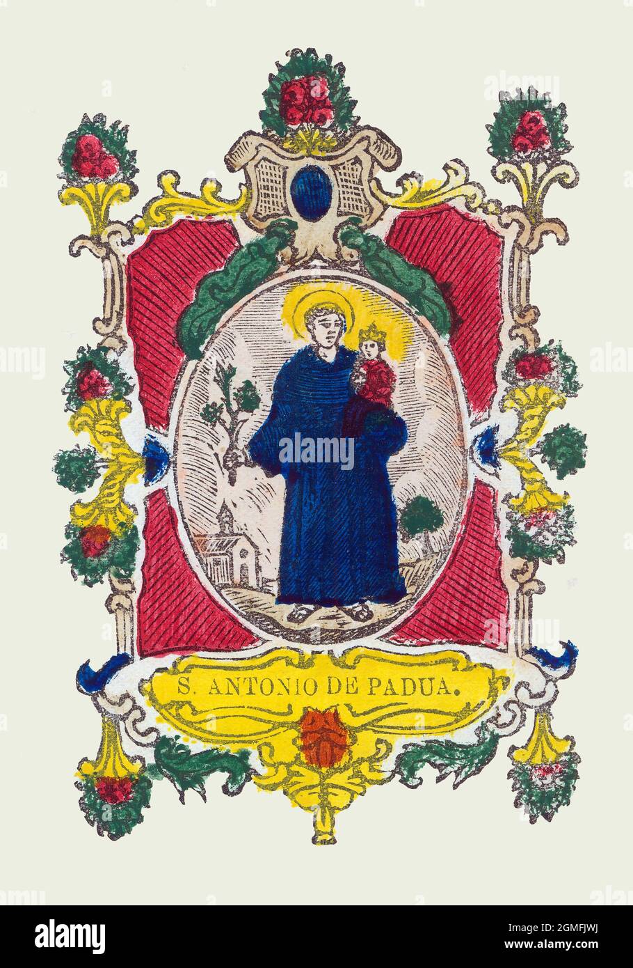 San Antonio de Padua (1195-1231), fraile franciscano.Estampería popular ...