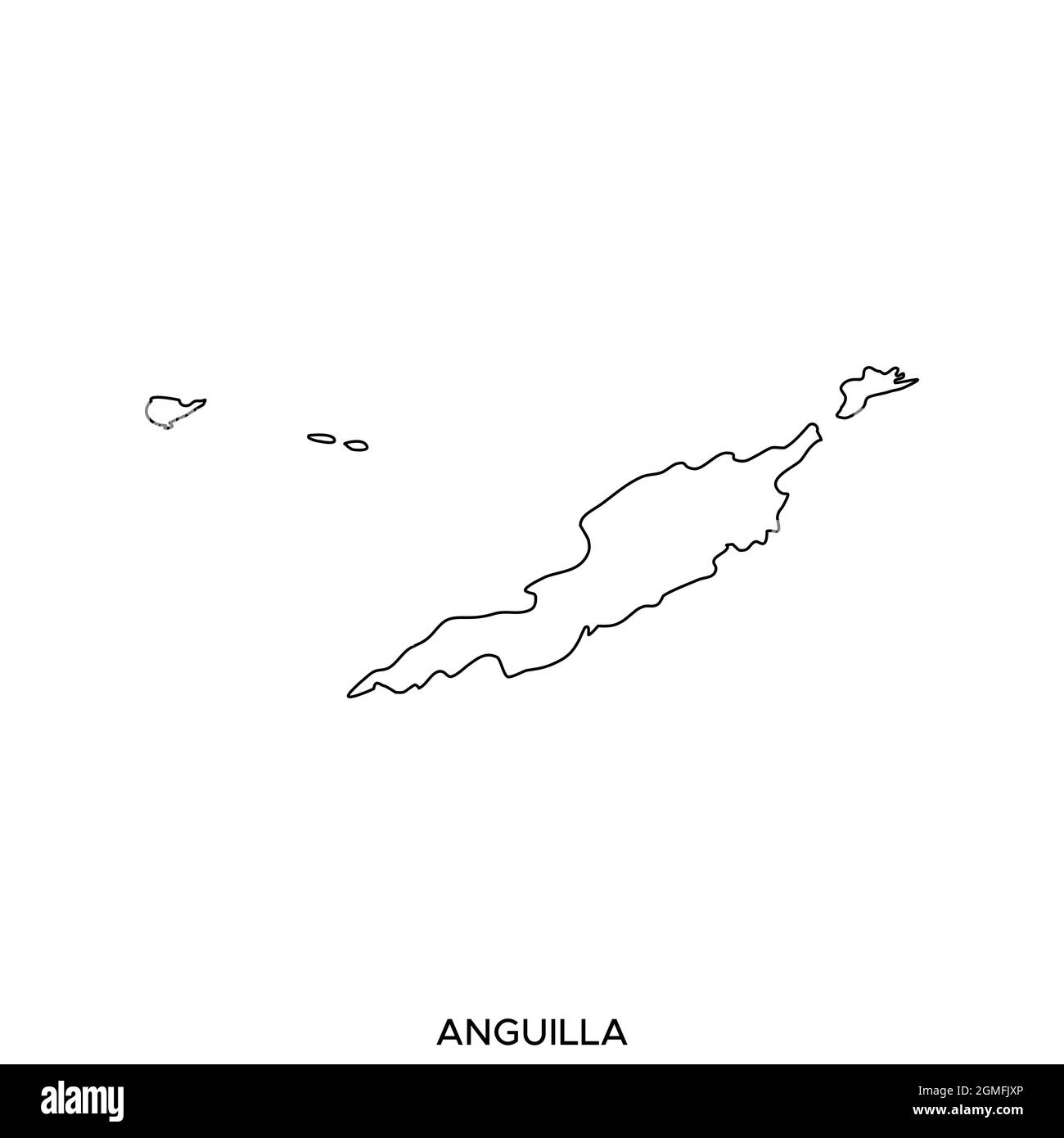 Line map of Anguilla vector stock illustration design template ...