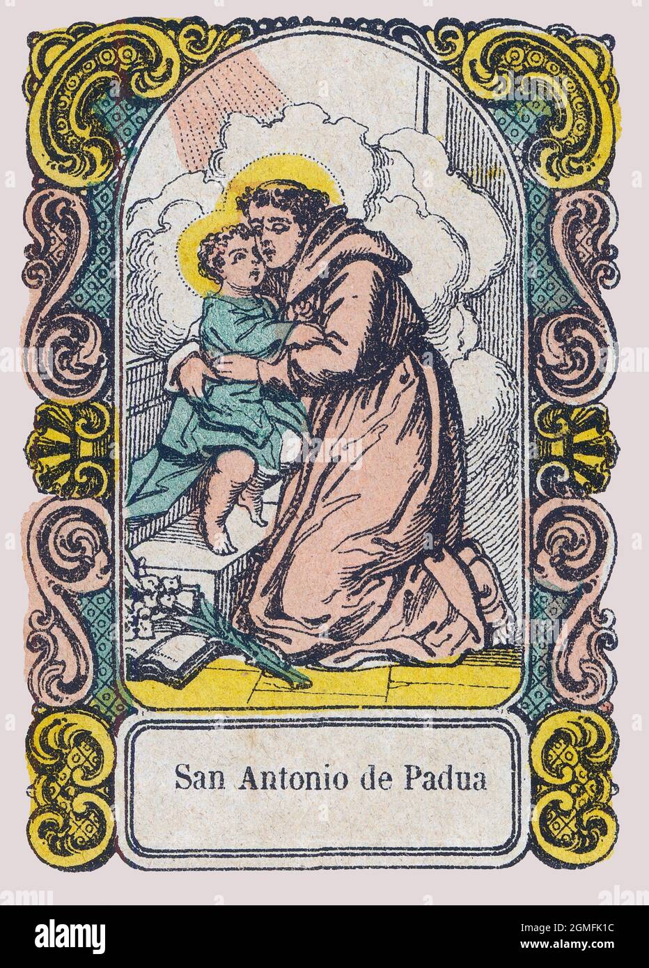 San Antonio de Padua (1195-1231), fraile franciscano. Estampería ...