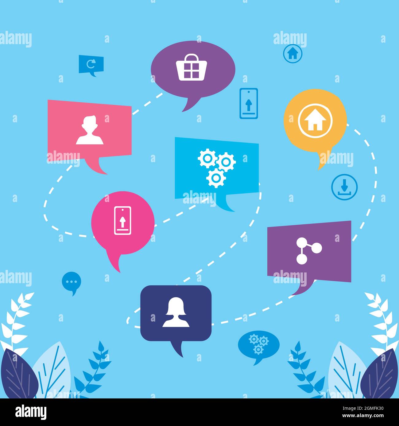 seven communication speech bubbles Stock Vector Image & Art - Alamy