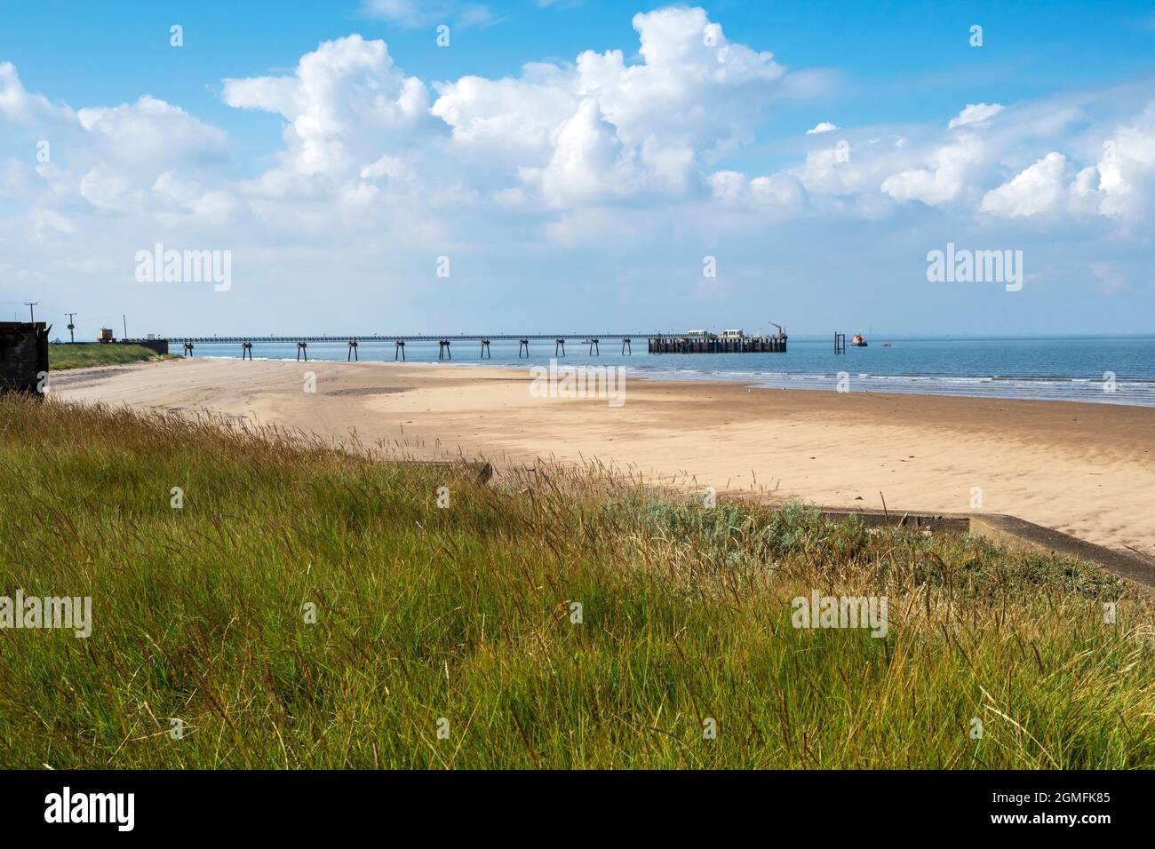 Sandy beach and jetty at Spurn Point, East Yorkshire, England Stock ...