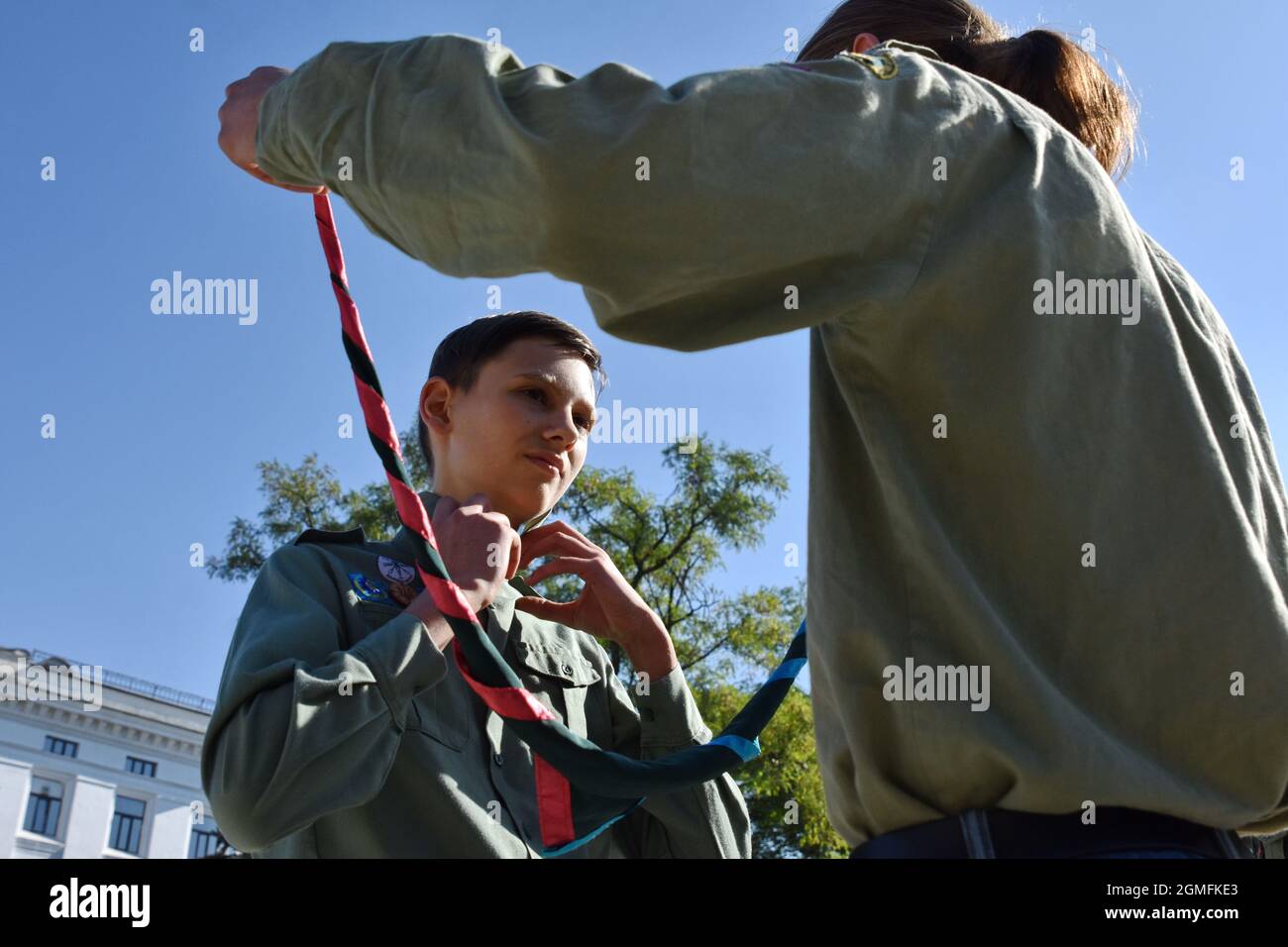 Kramatorsk, Ukraine. 18th Sep, 2021. A young member of Ukrainian ...