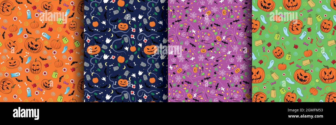 A selection of colorful patterns background for the holiday halloween ...