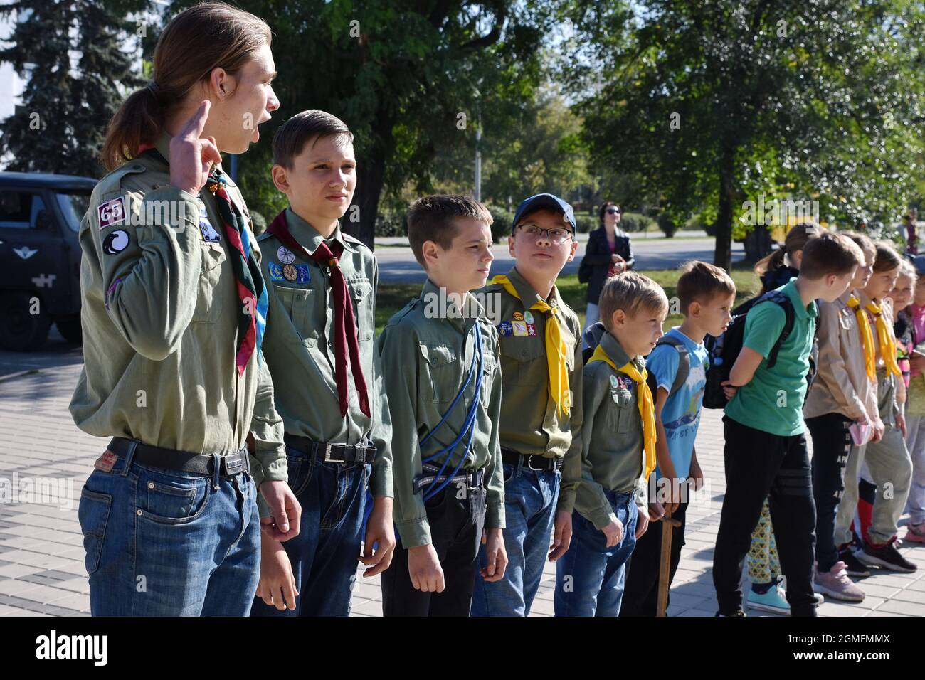 Young members of Ukrainian scouting organization Plast attend the ...