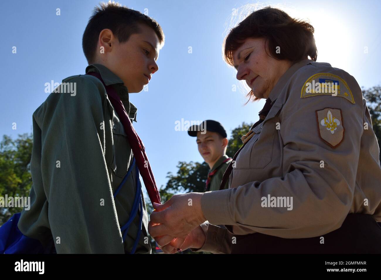 Kramatorsk, Ukraine. 18th Sep, 2021. A young member of Ukrainian ...