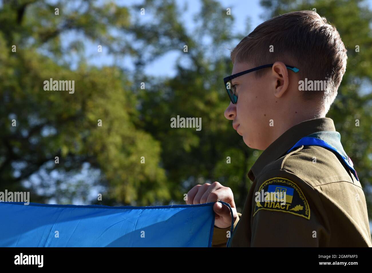Kramatorsk, Ukraine. 18th Sep, 2021. A young member of Ukrainian ...