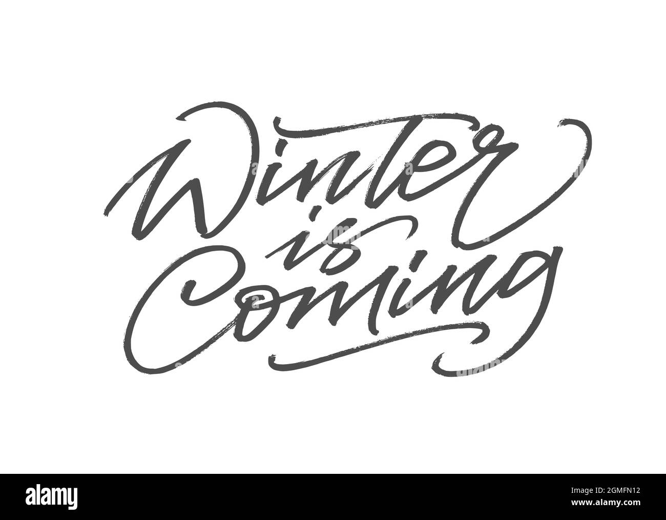 Winter is coming. Handwritten words with a brush. Calligraphy in vector ...