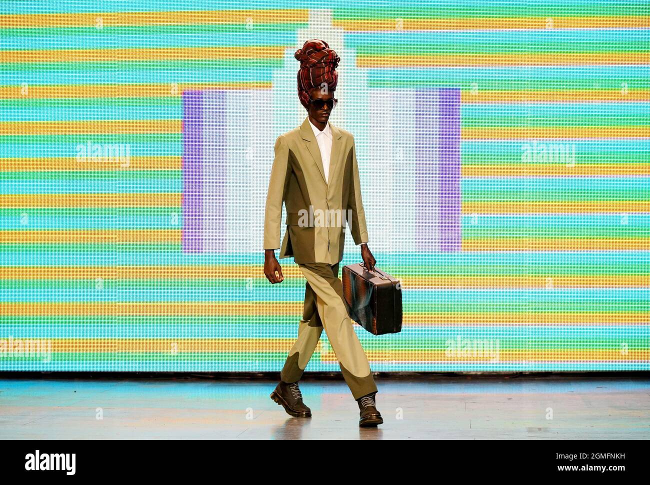 Models on the catwalk during the Labrum London show at London Fashion ...