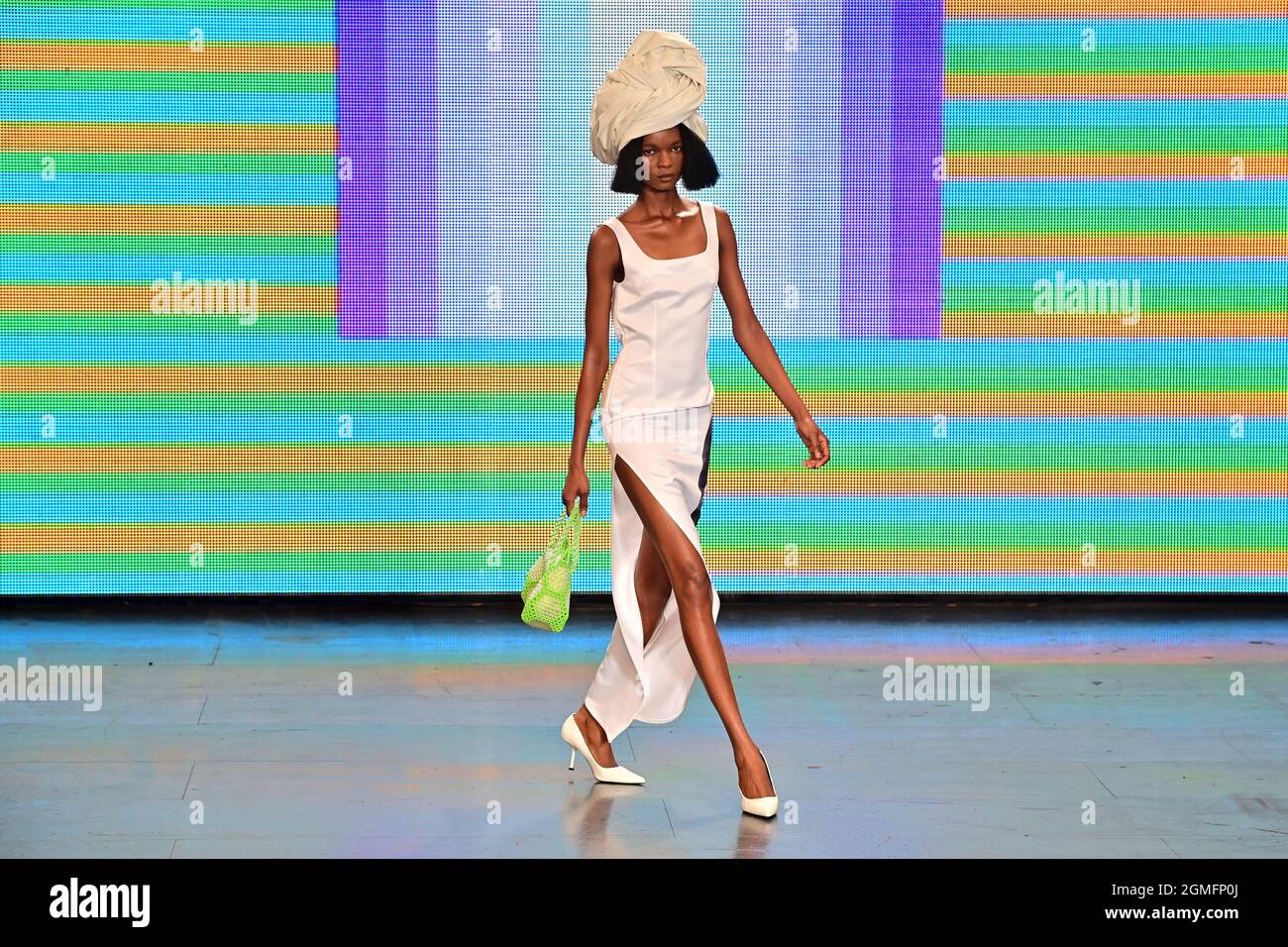 London, UK. 18 September 2021. A model on the catwalk during the Labrum ...