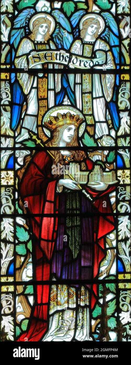 St Etheldreda, Abbess of Ely, 7th century, Saint, stained glass, 1895 ...