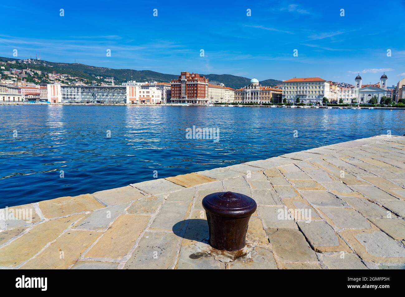 view of the city from molo audace pier in Trieste with beautiful ...