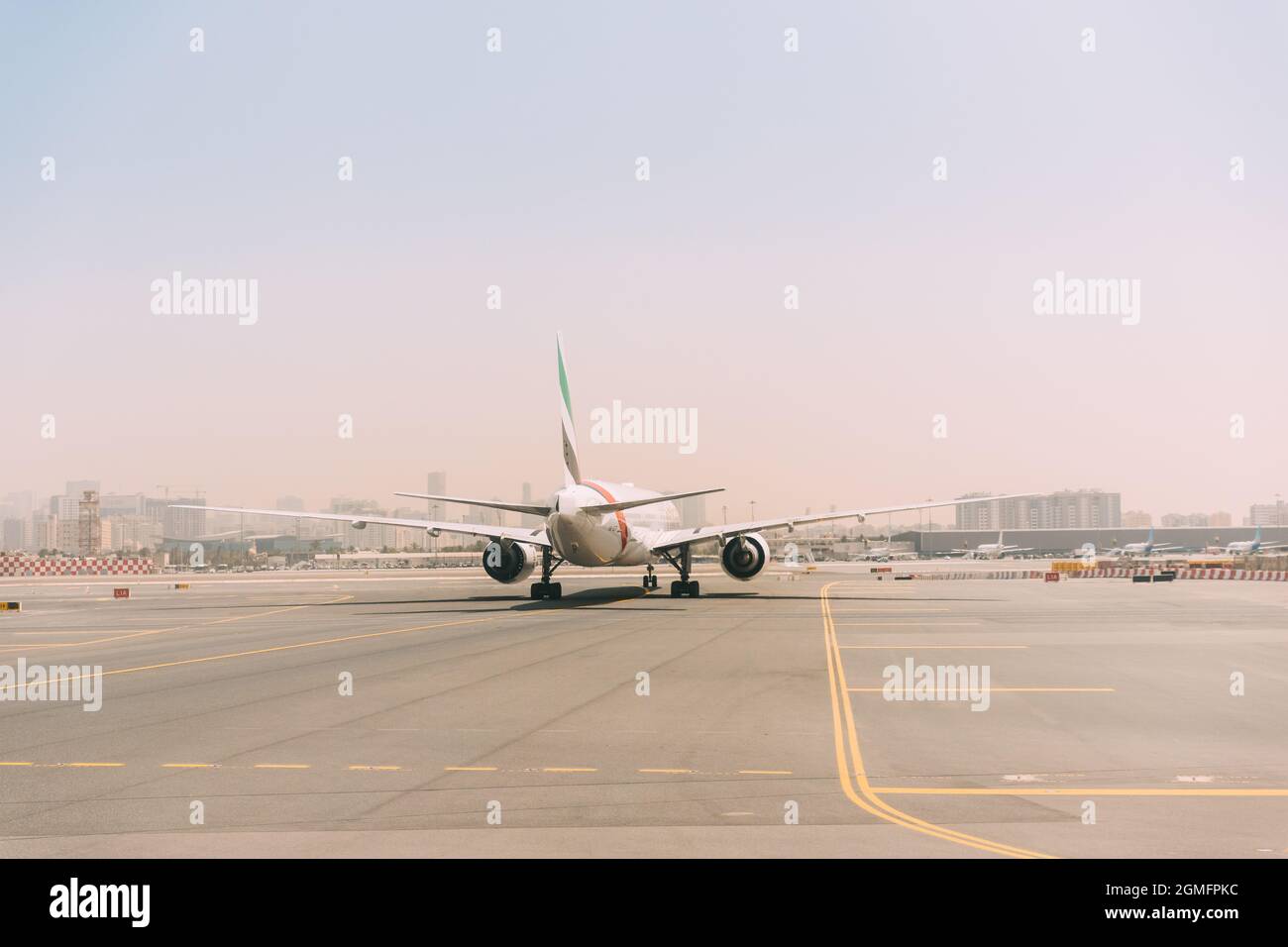 Airline Emirates Plane Stand At Dubai Airport. Dubai, United Arab ...