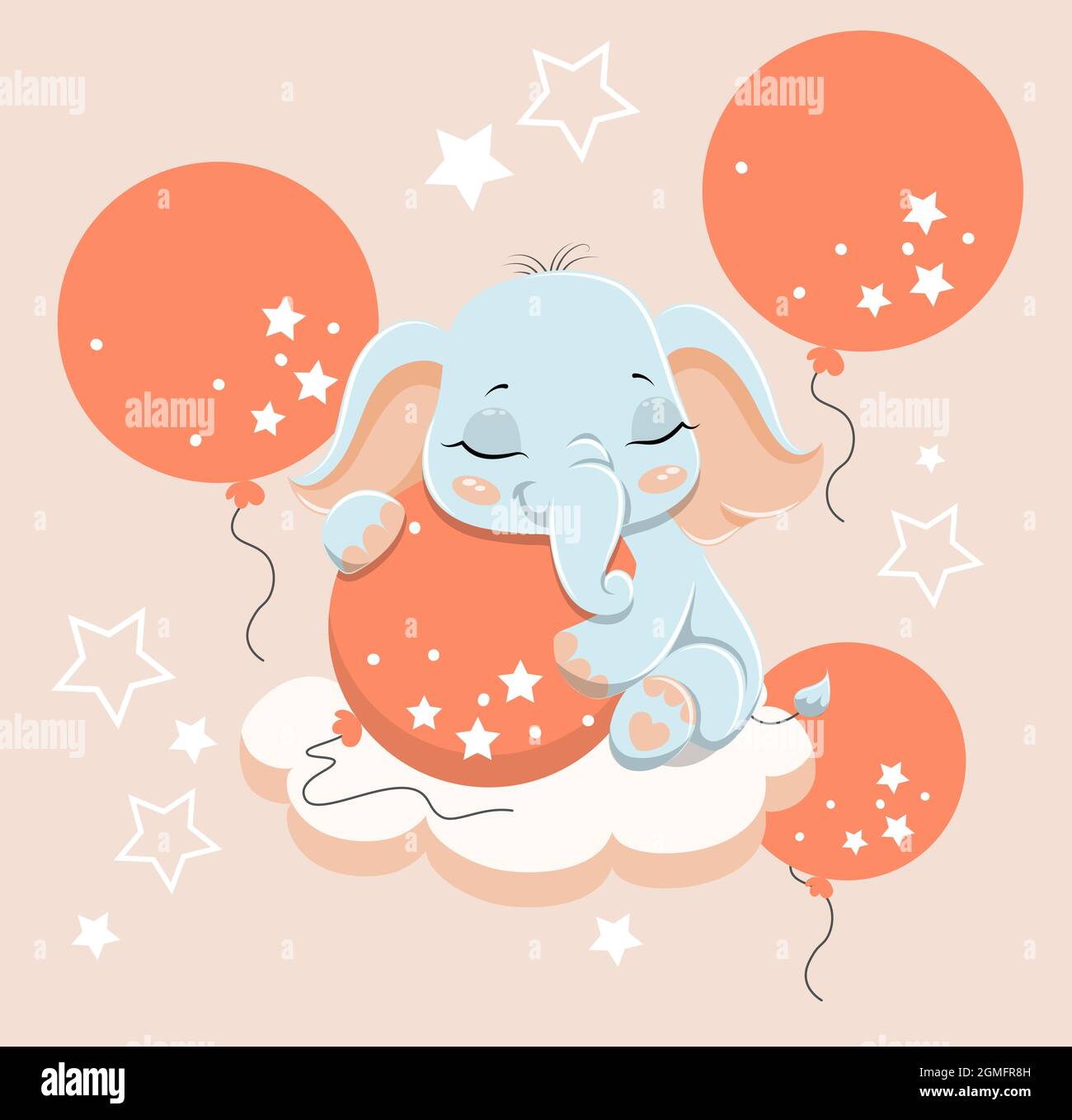 Cute elephant on cloud concept Stock Vector Image & Art - Alamy