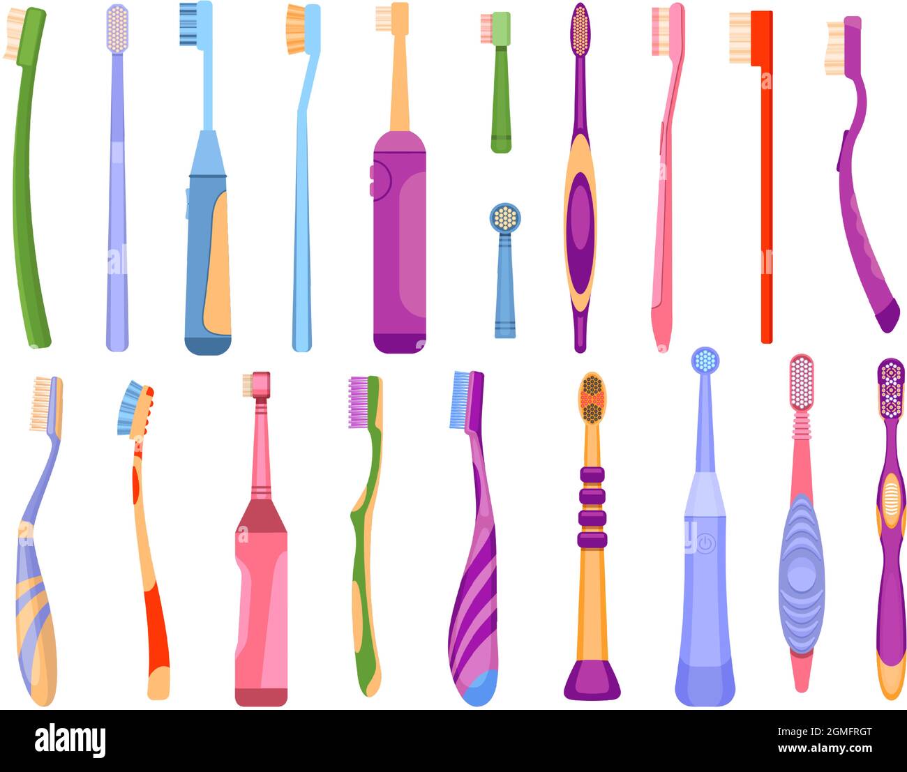 Cartoon electric and manual dental hygiene tools toothbrushes. Products ...