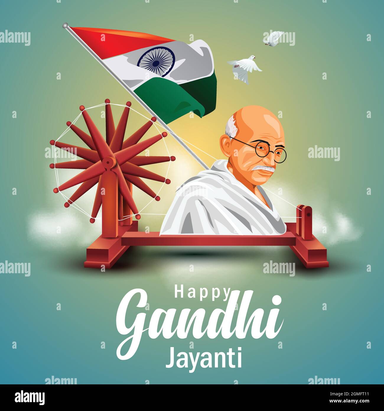 Mahatma Gandhi jayanti - 2021. 2nd October with creative design vector ...