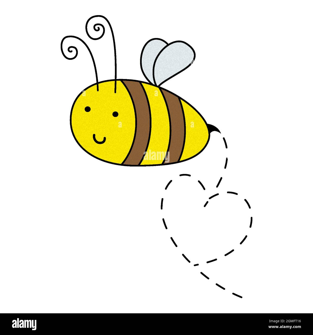 Cartoon beautiful smiling drawn flying bee with sting. Vector ...