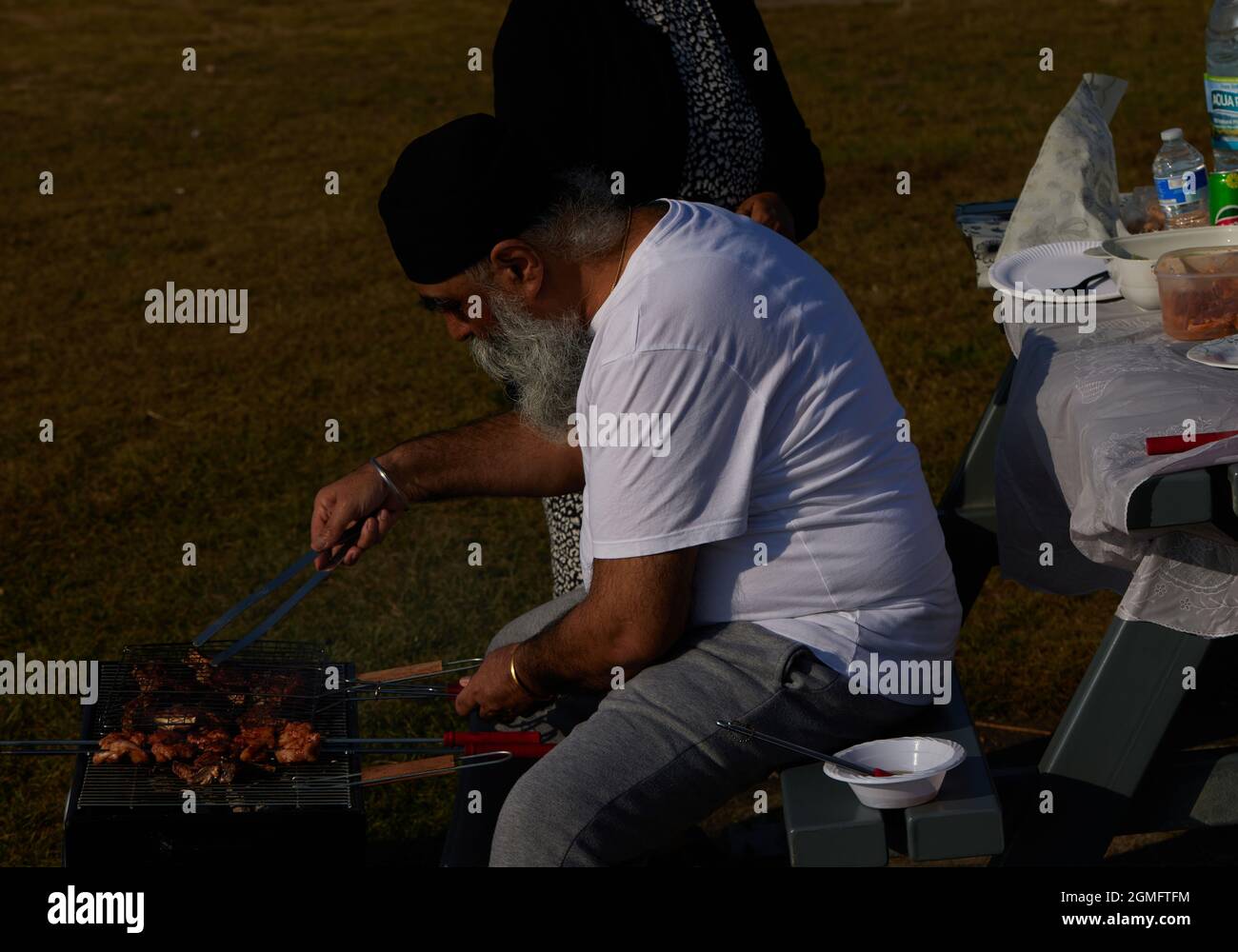 People seen having a barbecue in Littlehampton in September 2021 Stock ...