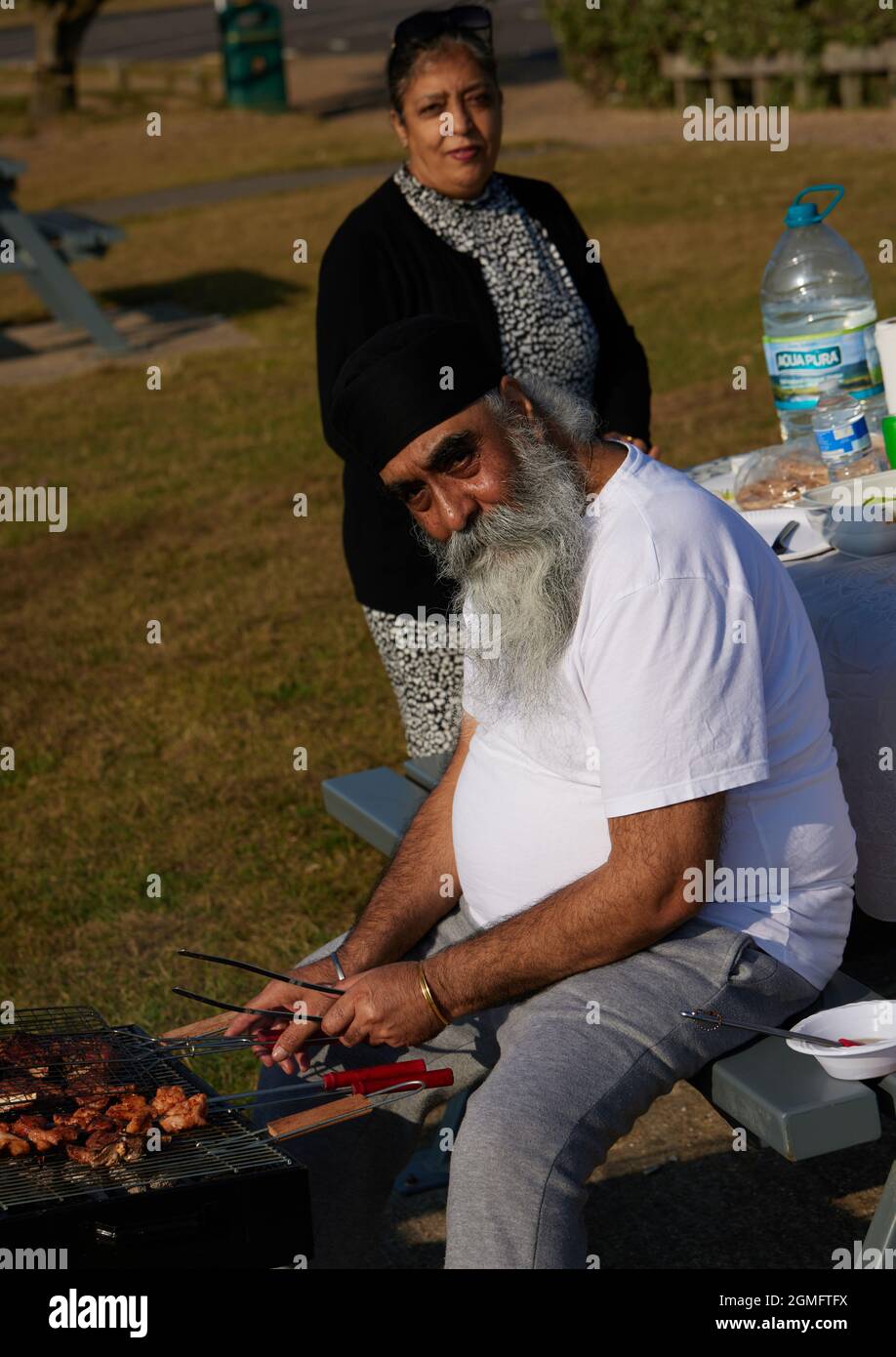 People seen having a barbecue in Littlehampton in September 2021 Stock ...