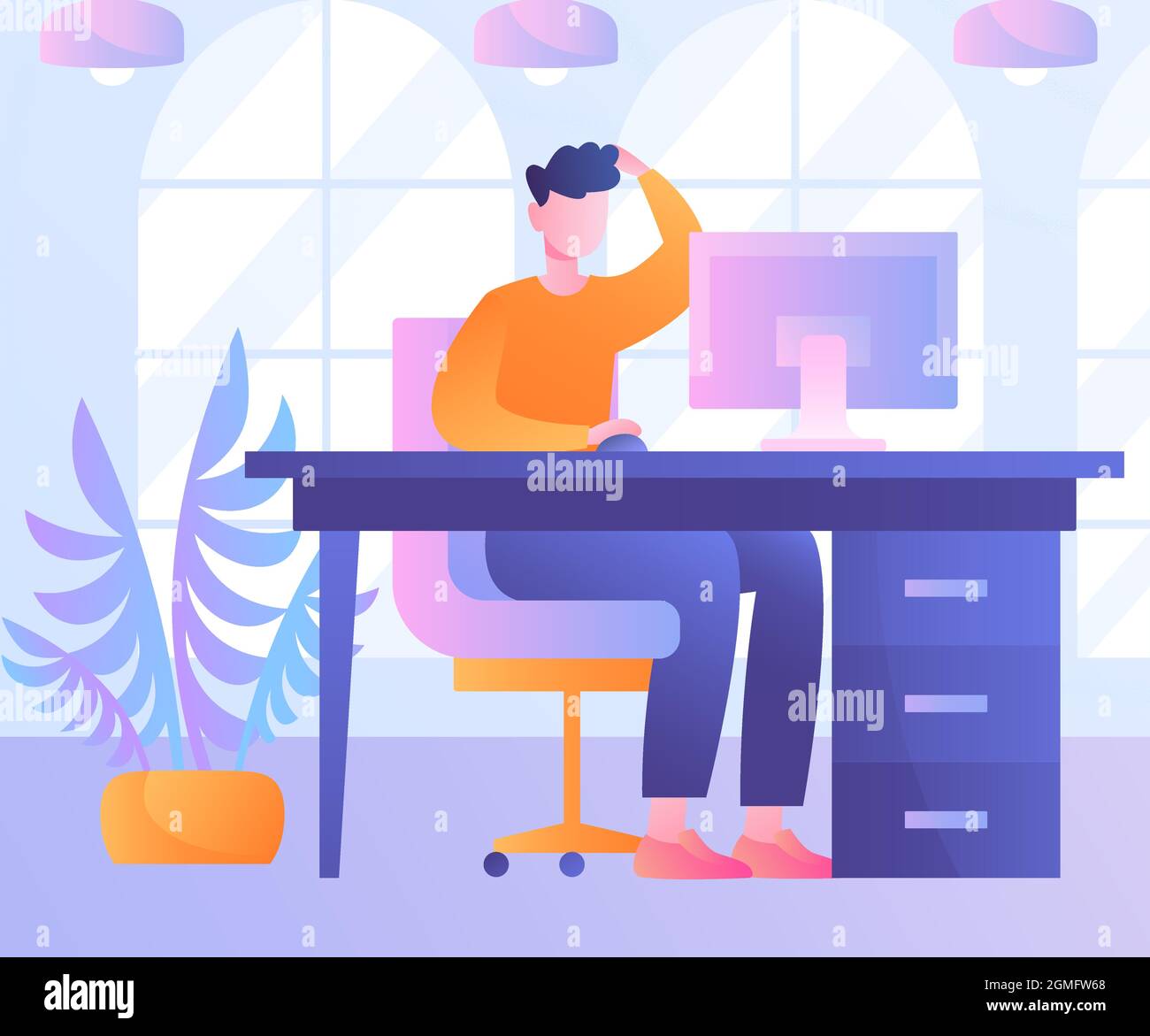 Young successful businessman workplace Stock Vector Images - Alamy