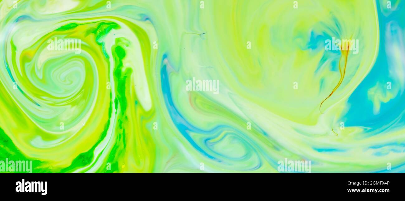 Green fluid art background. Liquid abstract pattern with UFO green ...