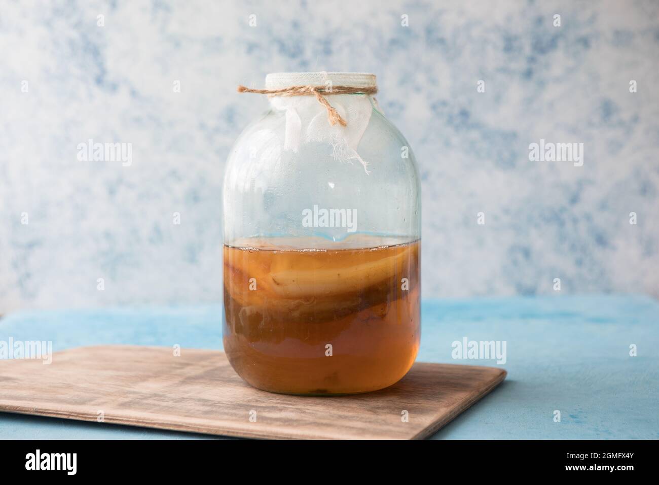 Raw fermented homemade alcoholic or non alcogolic kombucha superfood ...