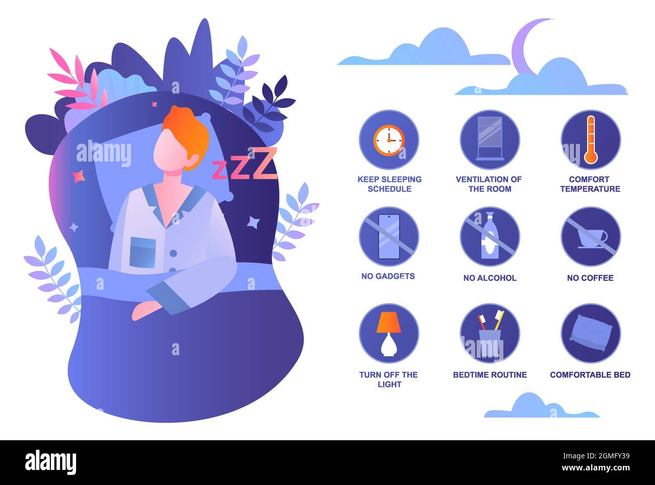 Healthy sleep concept Stock Vector Image & Art - Alamy