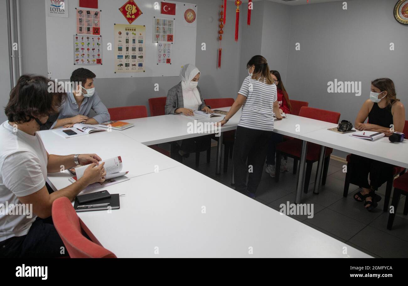 Istanbul, Turkey. 15th Sep, 2021. Turkish students learn Chinese in a ...