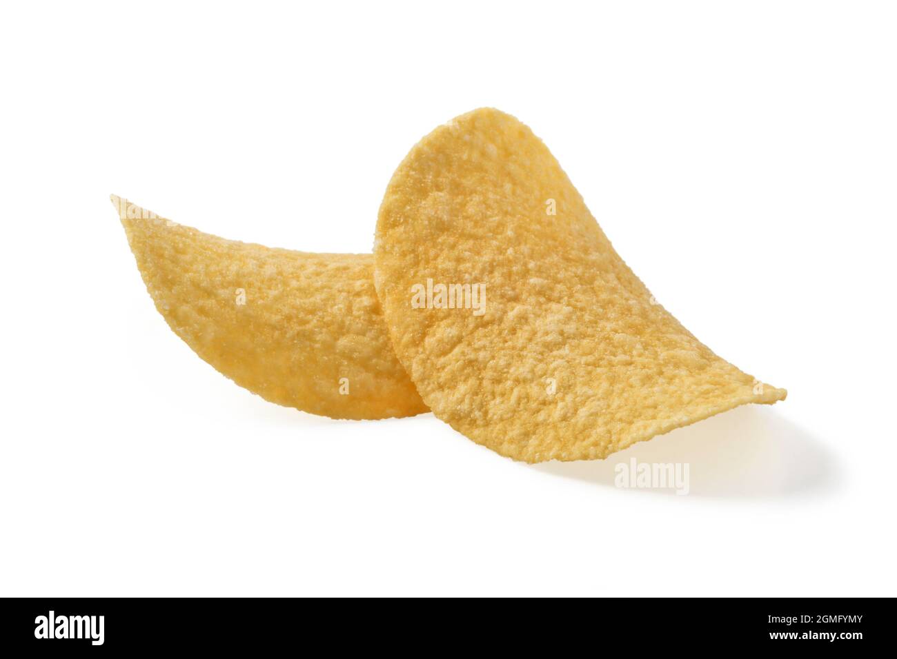 Potato chips close up isolated on white Stock Photo - Alamy