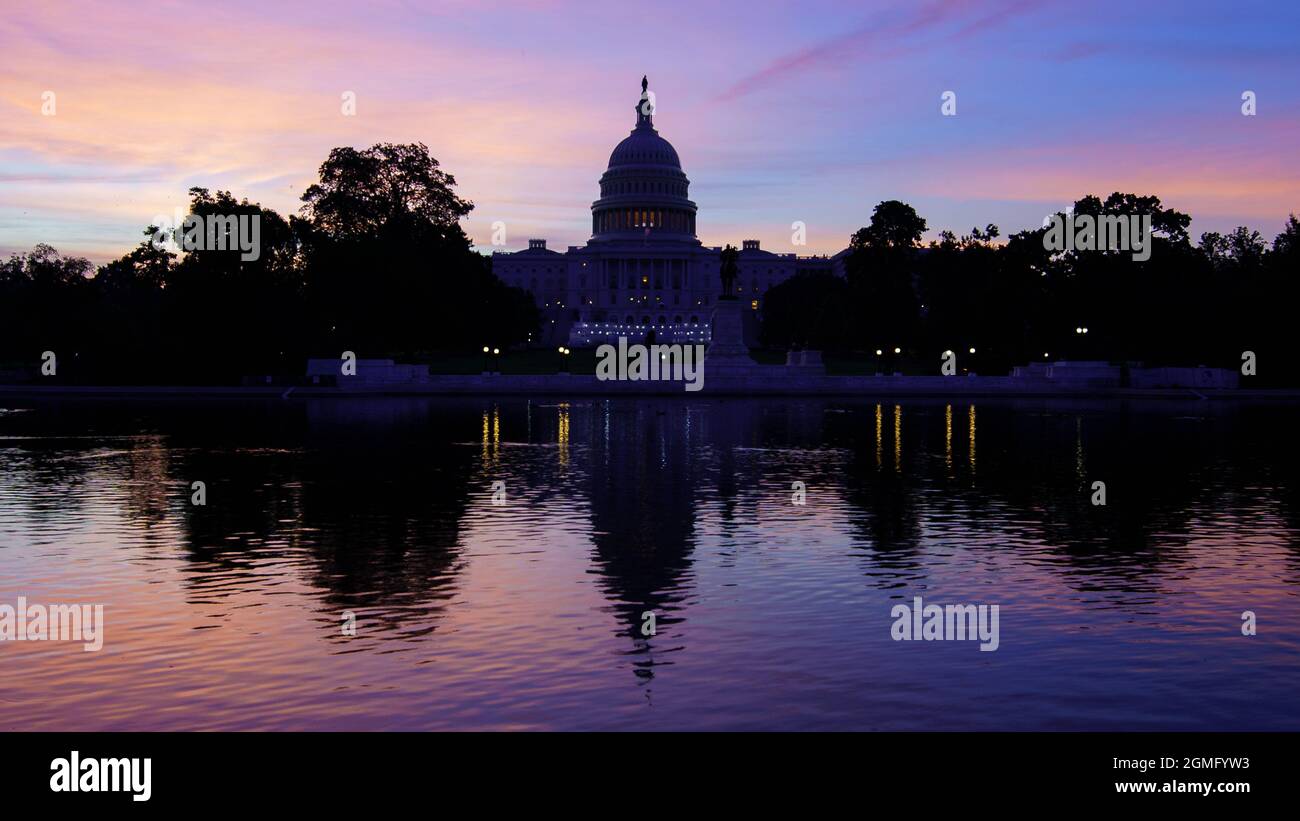 The US Capitol Reflecting Pool at Blue Hour Sunrise in the Covid 19 ...