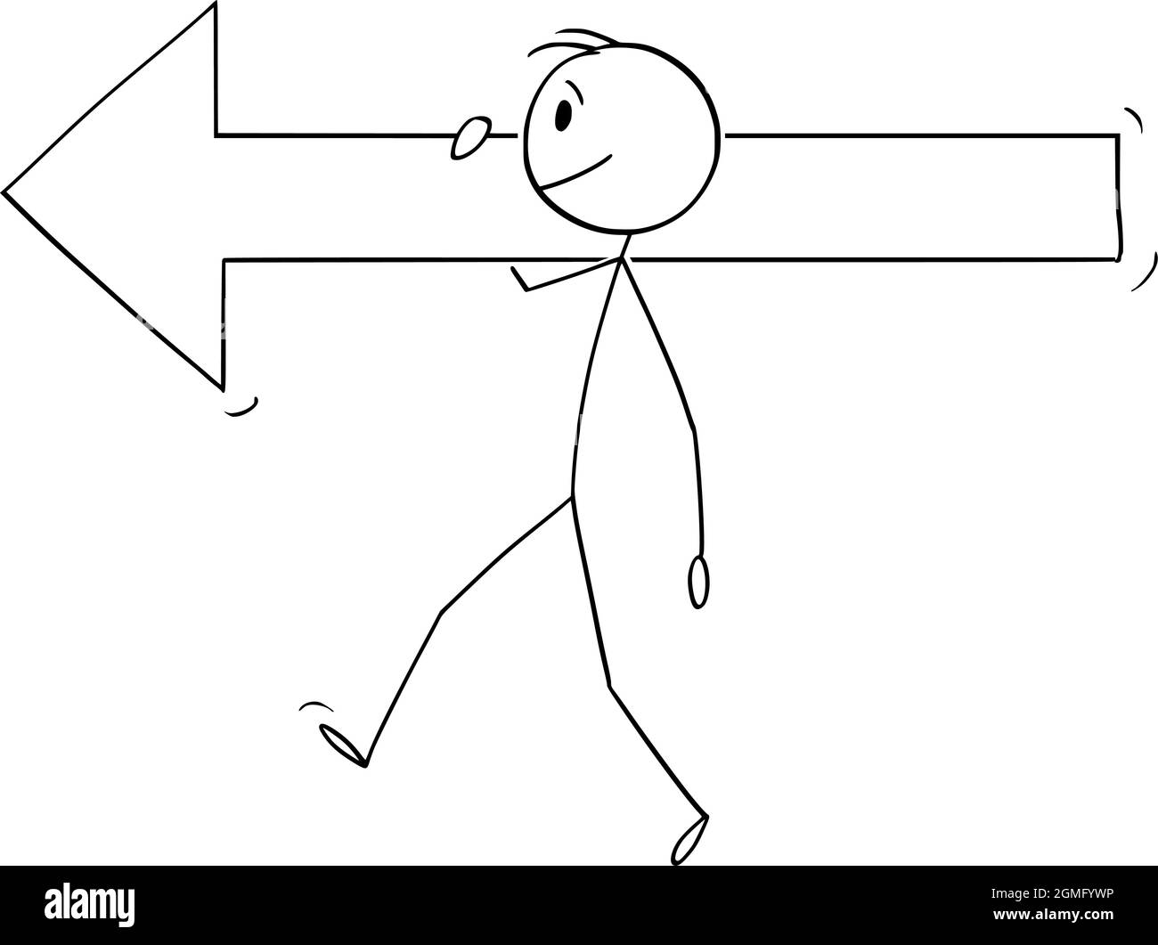 Walking Person Carrying Big Arrow , Vector Cartoon Stick Figure ...