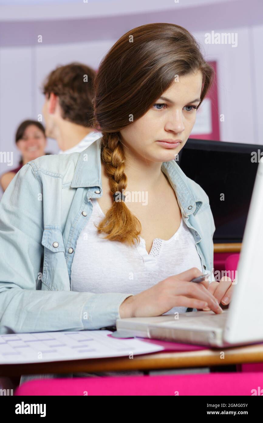 beautiful girl working with laptop Stock Photo - Alamy