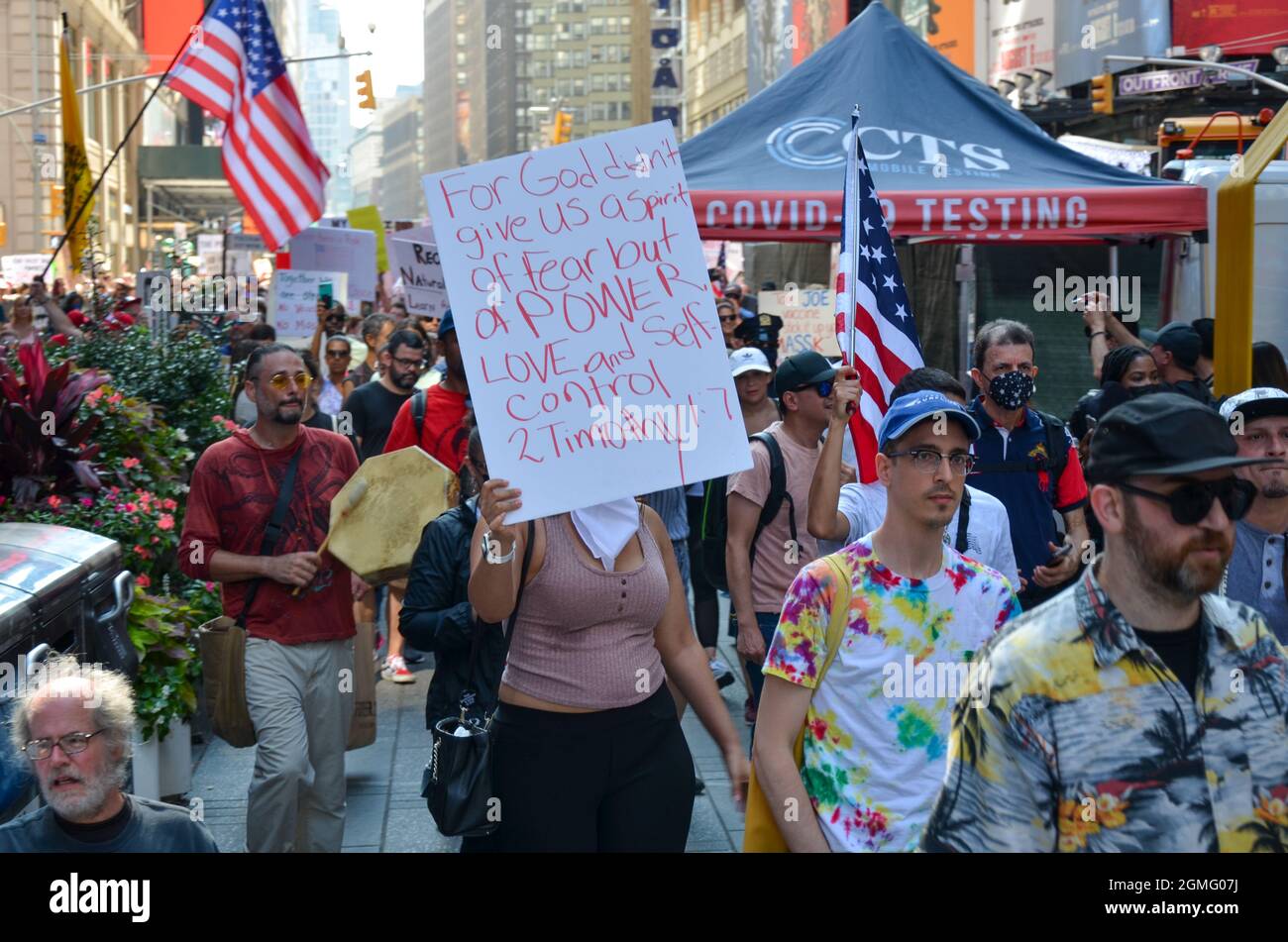 Demonstrators gathered at Times Square in New York City for freedom to ...