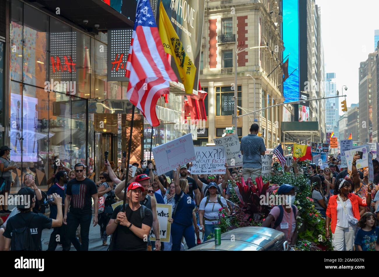 Demonstrators gathered at Times Square in New York City for freedom to ...