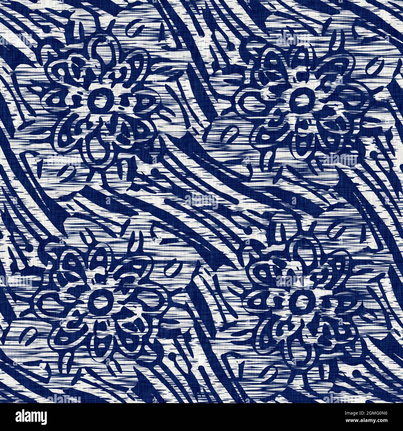 Indigo dyed fabric flower pattern texture. Seamless textile fashion ...