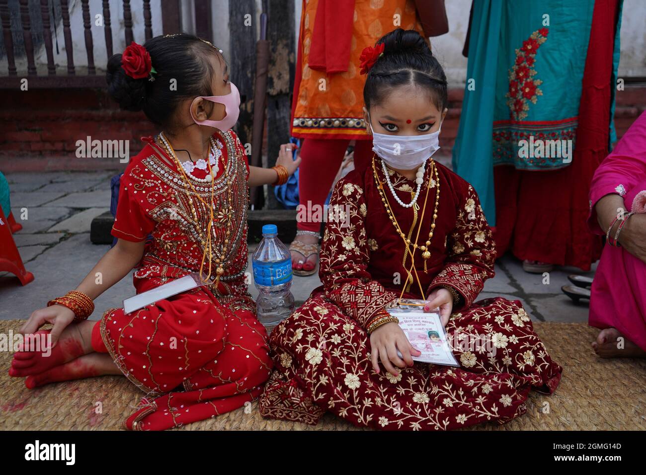 Kathmandu, Nepal. 17th Sep, 2021. Nepali girls, dressed as the living ...