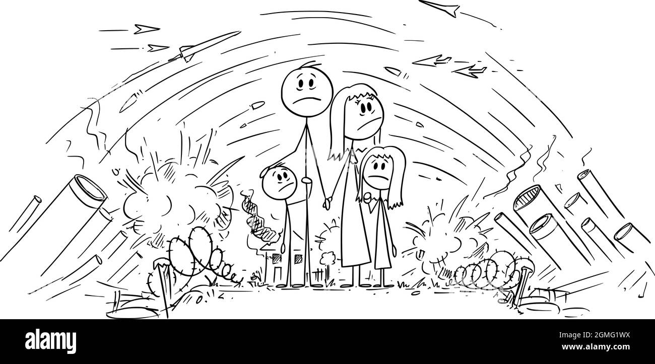 Frustrated, Stressed or Frightened Family Trapped in War or Conflict ...