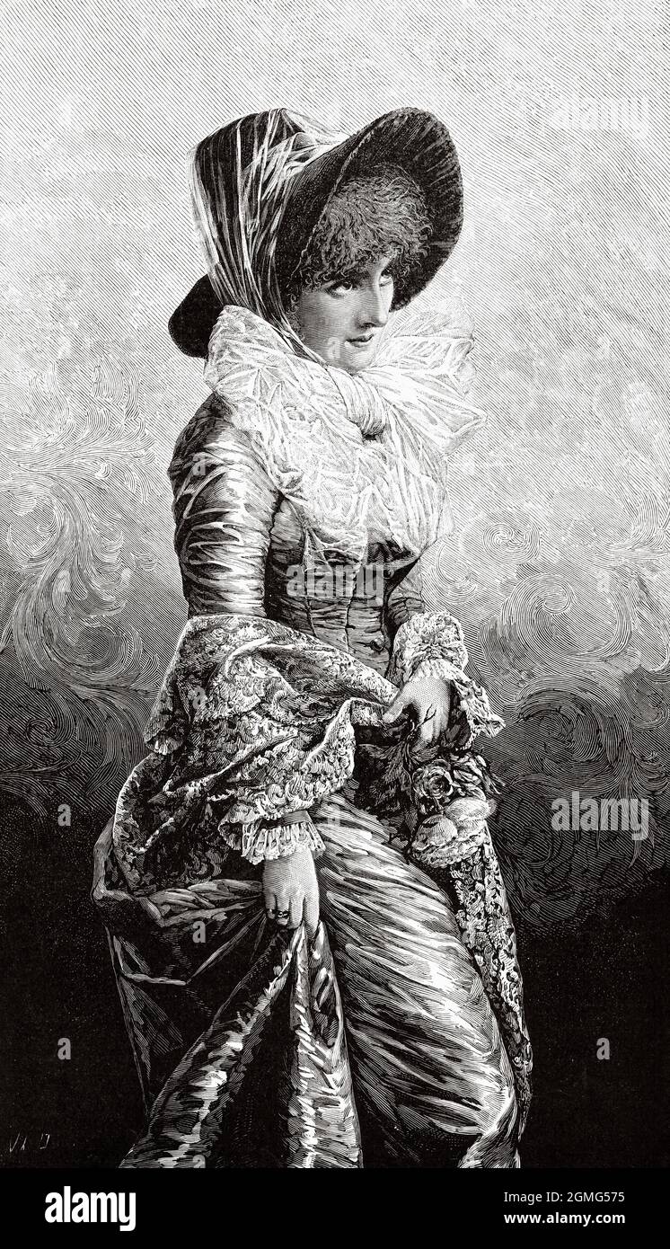 Portrait of beautiful young well dressed 19th century woman. Old 19th ...