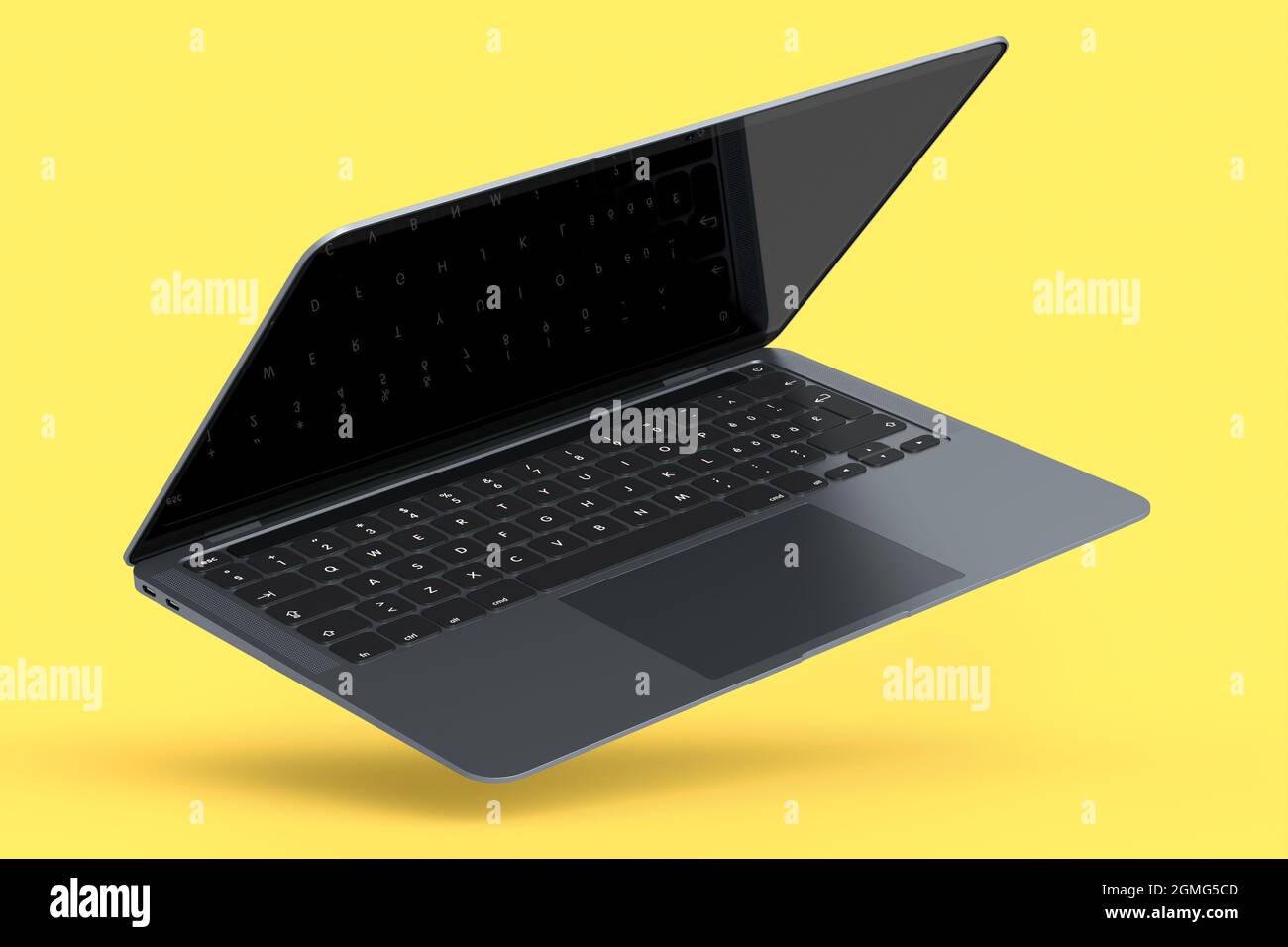 Realistic aluminum laptop with empty white screen display isolated on ...