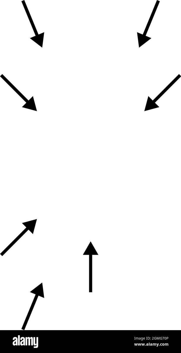 Arrows pointing inward. Radial, radiating arrows, pointers - stock ...