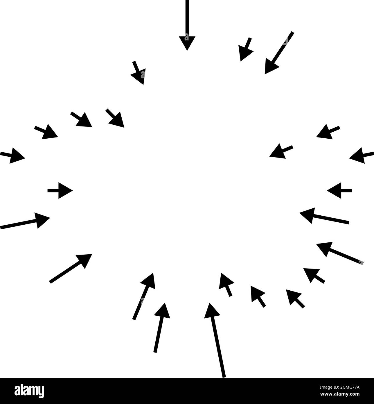 Arrows pointing inward. Radial, radiating arrows, pointers - stock ...