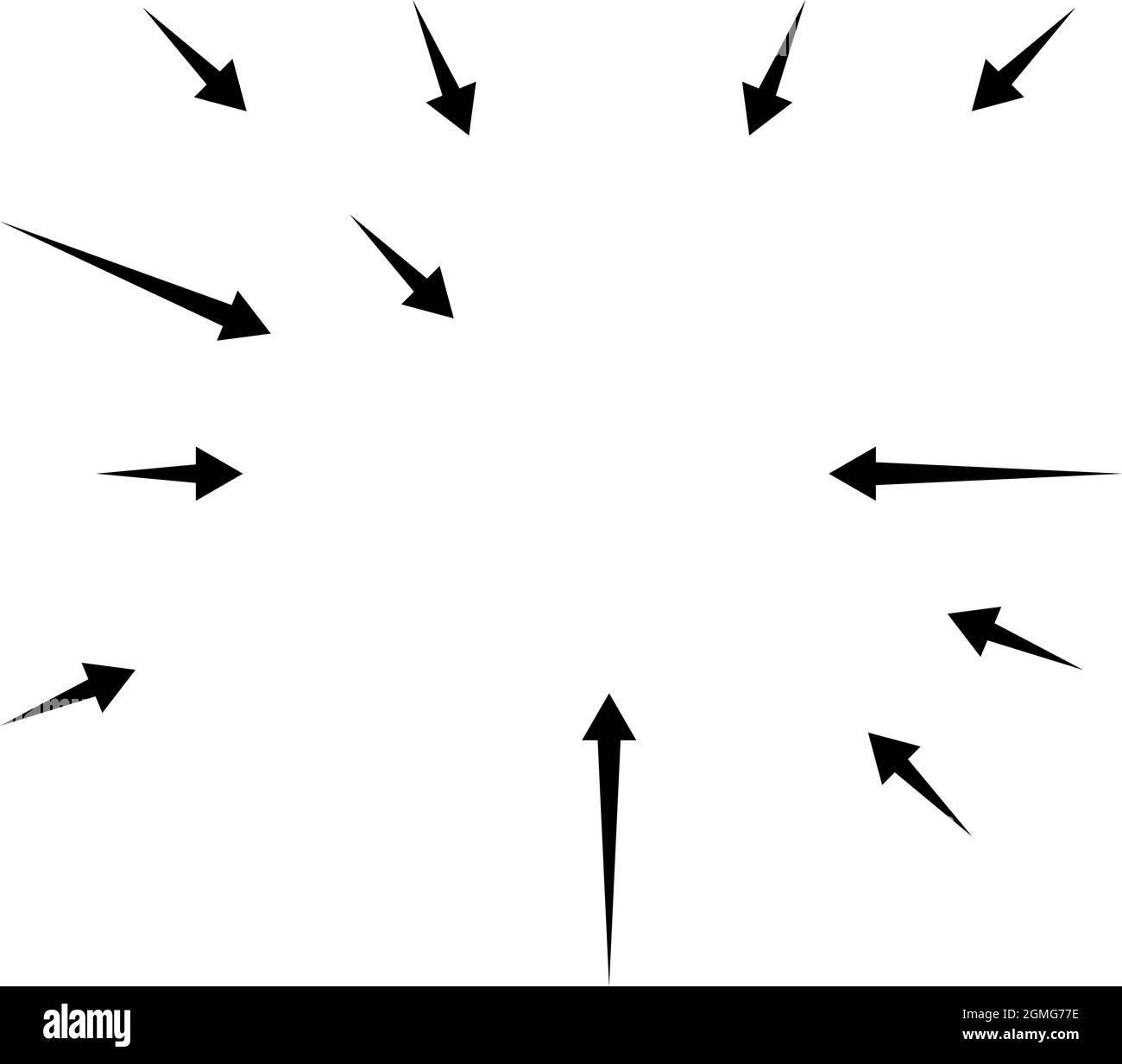 Arrows pointing inward. Radial, radiating arrows, pointers - stock ...